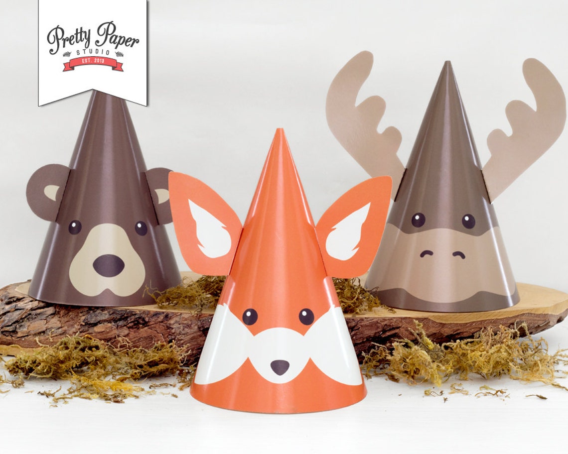 Woodland Animal Party Hats // INSTANT DOWNLOAD // Fox Moose | Etsy