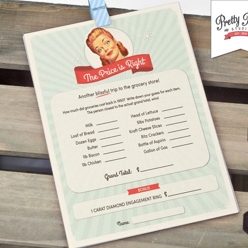 Bridal Shower Game Pack 50s Housewife Game Cards Instant Etsy