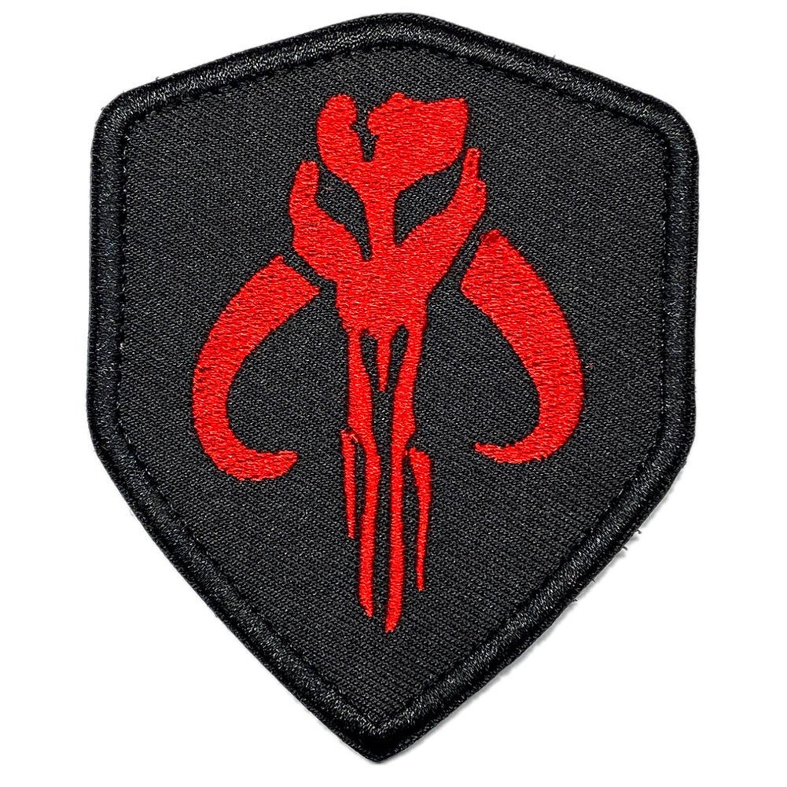 Mandalorian Embroidered Velcro Patch Black / Red Mythosaur | Etsy