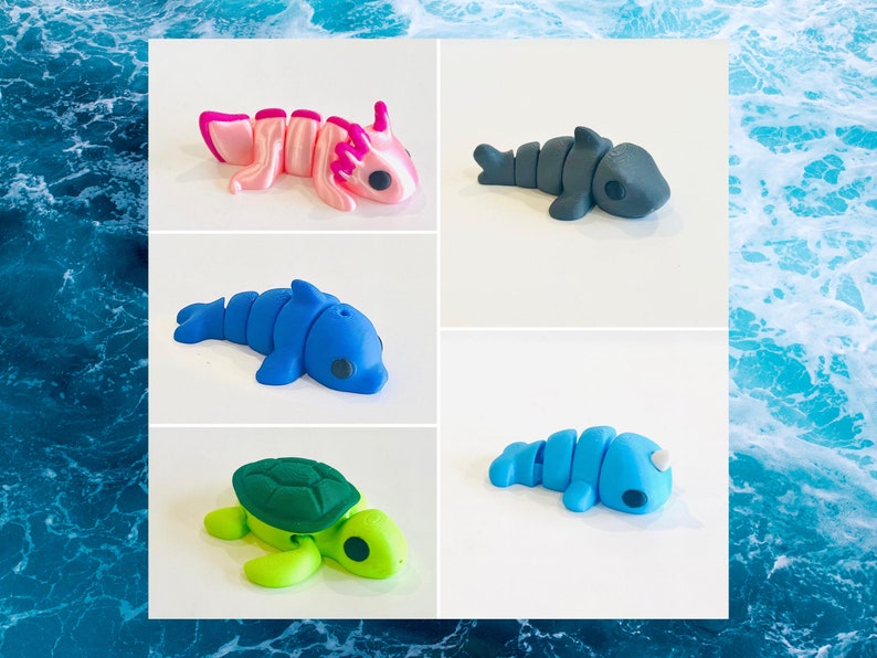 3D Printed Aquatic Animals, Ocean Animals, Axolotl, Shark, Sea Turtle ...