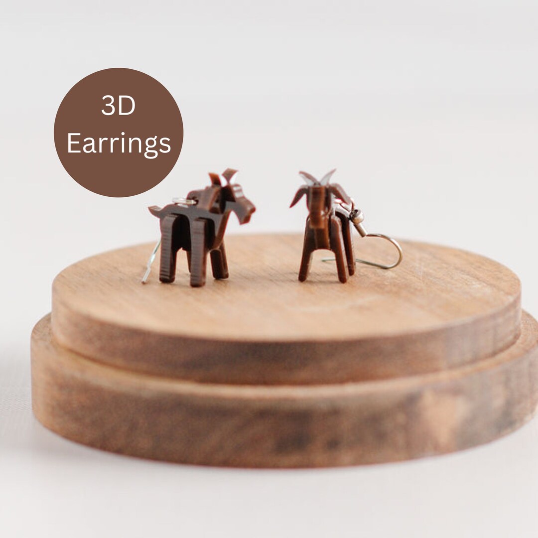 Goat 3D Earrings Ram Jewelry Funny Farmer Earrings Dangle - Etsy