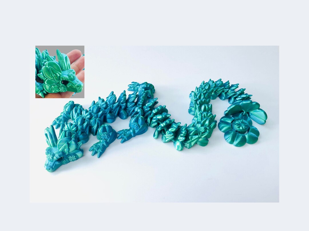 3D Printed Lucky Clover Dragon With Spinner Tial, Choose Your Colour, Articulated Fidget ...