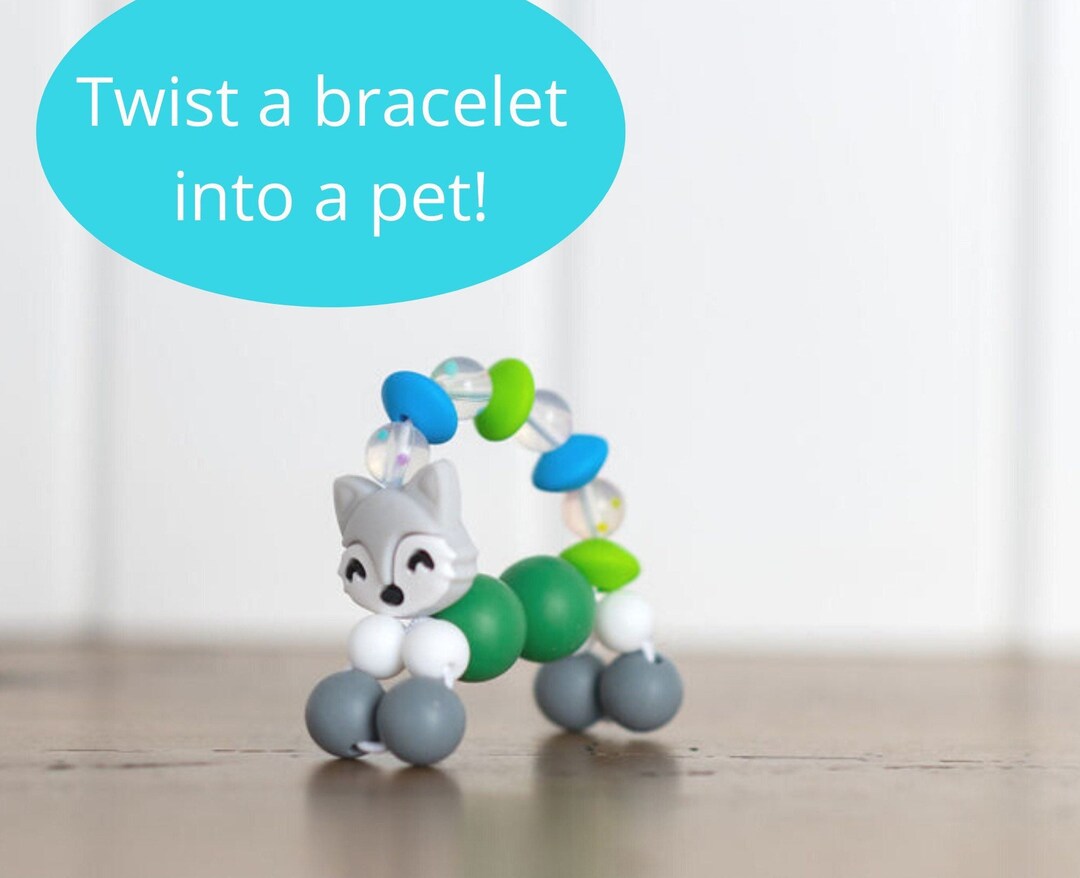 Kids Twistable Arctic Fox Pet Silicone Bracelet, DIY Bracelet Kit ...
