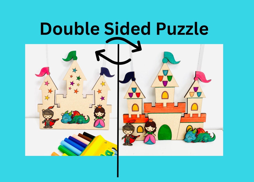 Fairy Tale Dragon Castle Coloring Puzzle, Fantasy Jigsaw, Interactive ...