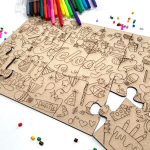 Birthday Custom Name Colouring Activity, Kids Art Puzzle, Personalized ...