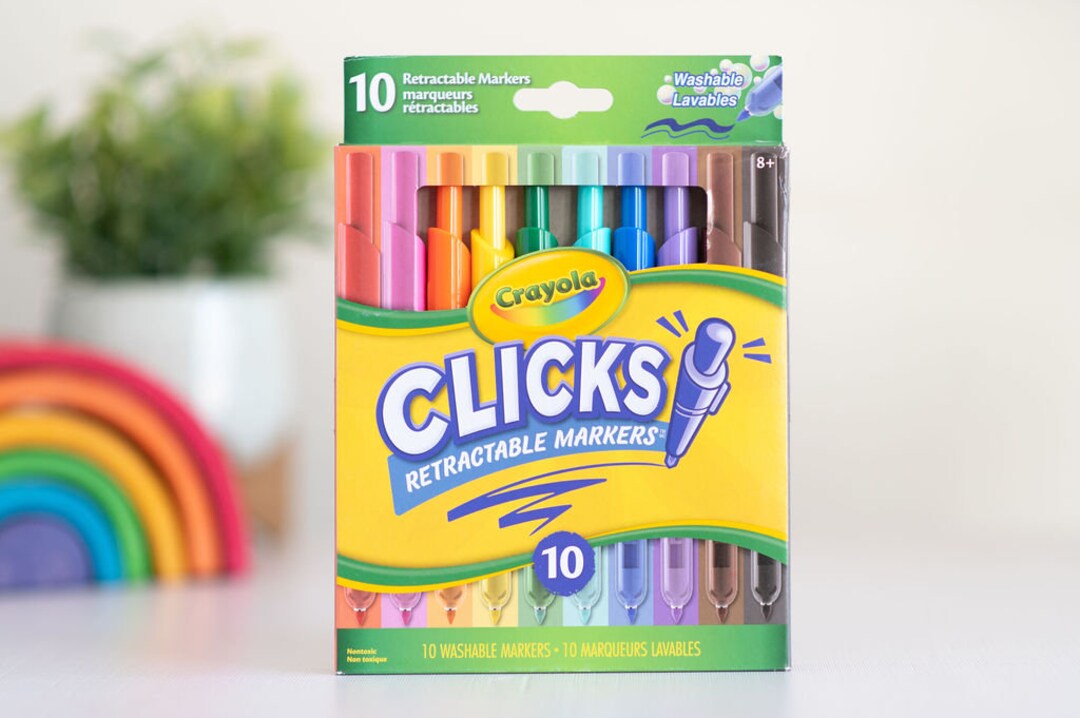 Crayola 10CT Clicks Markers, Cap Free Markers, Lid Free, Retractable ...