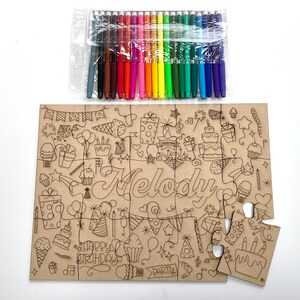 Birthday Custom Name Colouring Activity, Kids Art Puzzle, Personalized ...