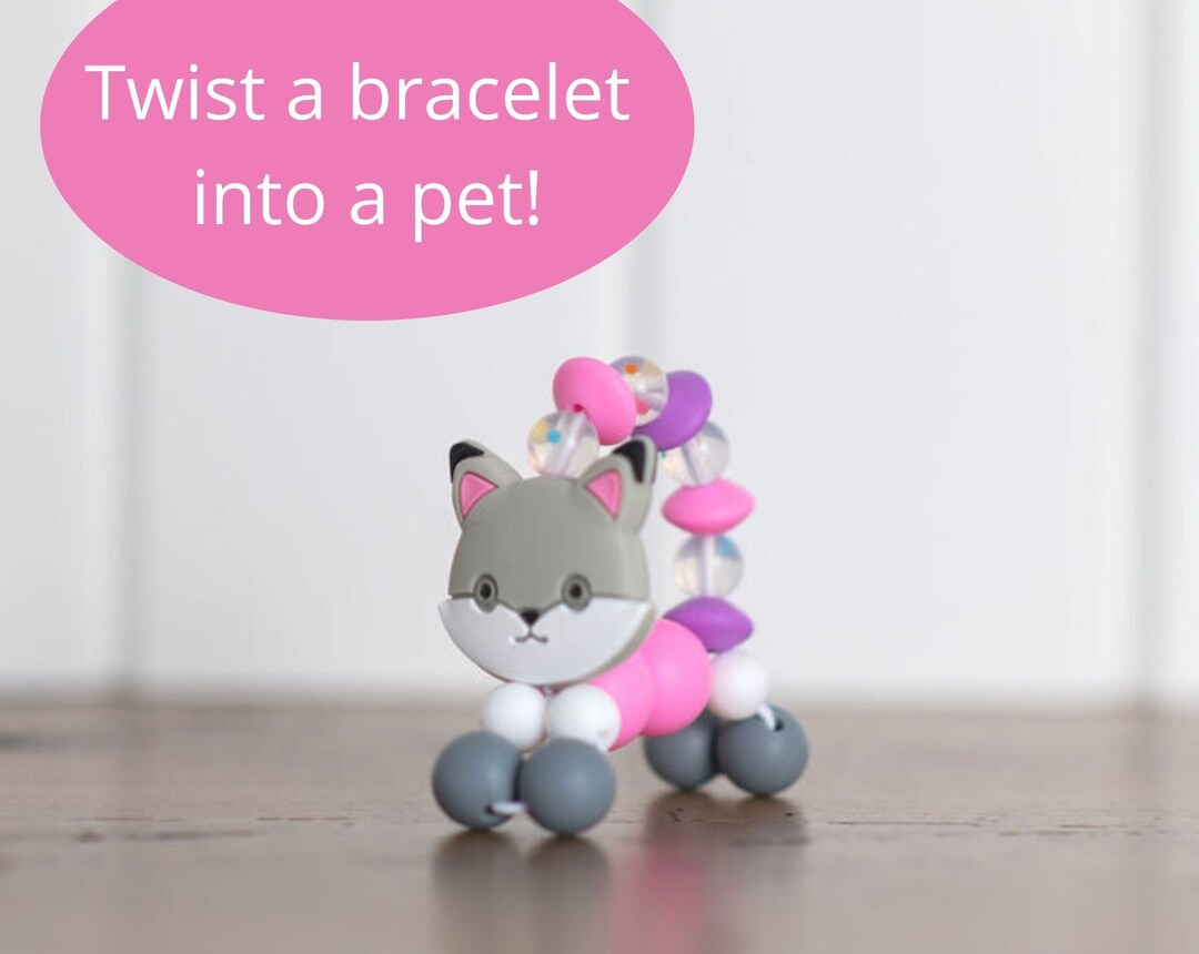 Kids Twistable Grey Cat Pet V2 Silicone Bracelet, DIY Bracelet Kit ...