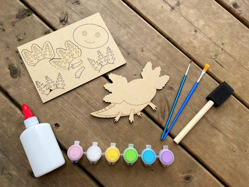 DIY Axolotl Paint Kit, Wood, Ready to Paint, Craft Kit for Kids, Kid's ...