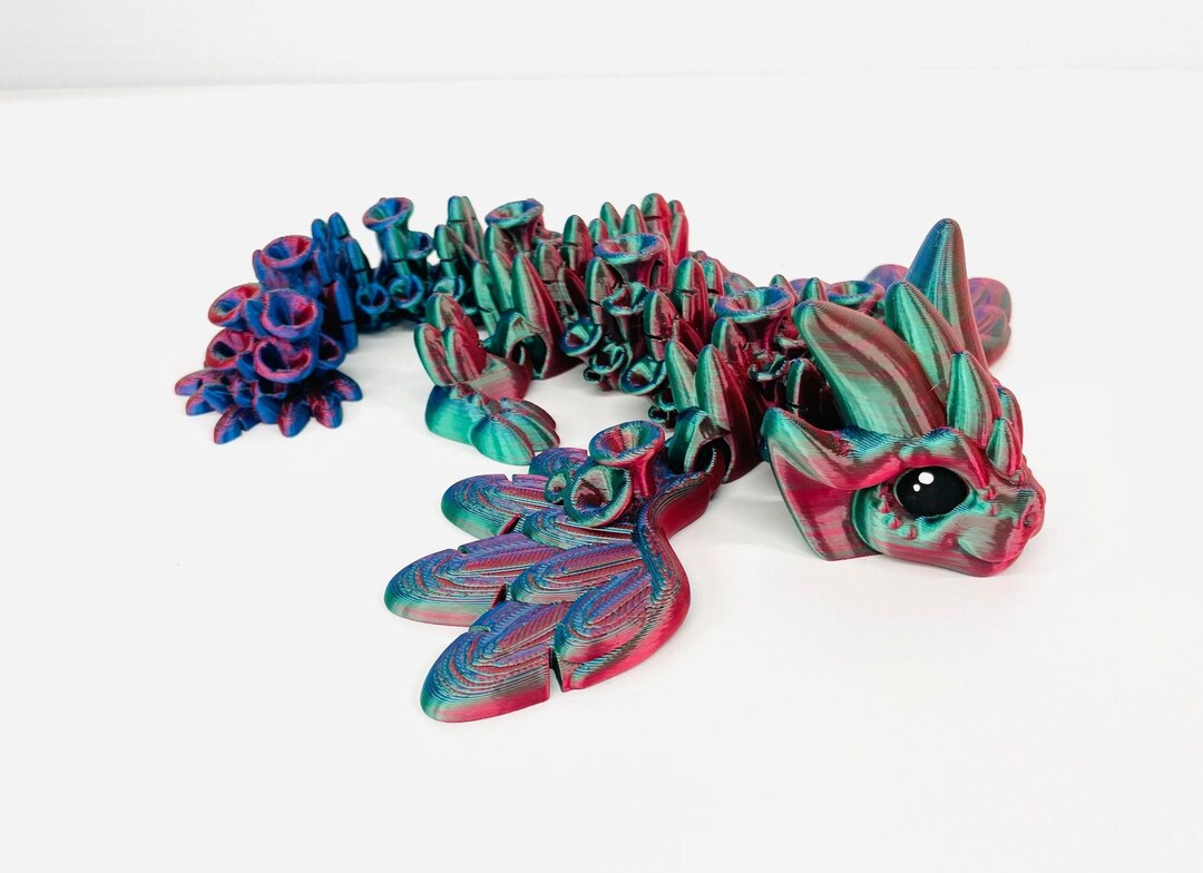 3D Printed Trumpet Winged Dragon, Choose Your Colour, Articulated ...