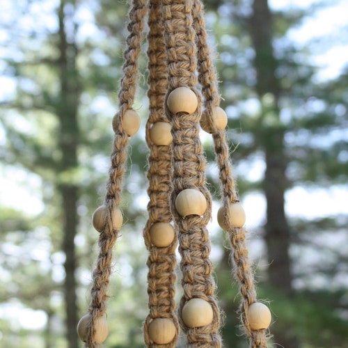 Large Long Natural Jute Macrame Plant Hangerwith Wooden Beads - Etsy