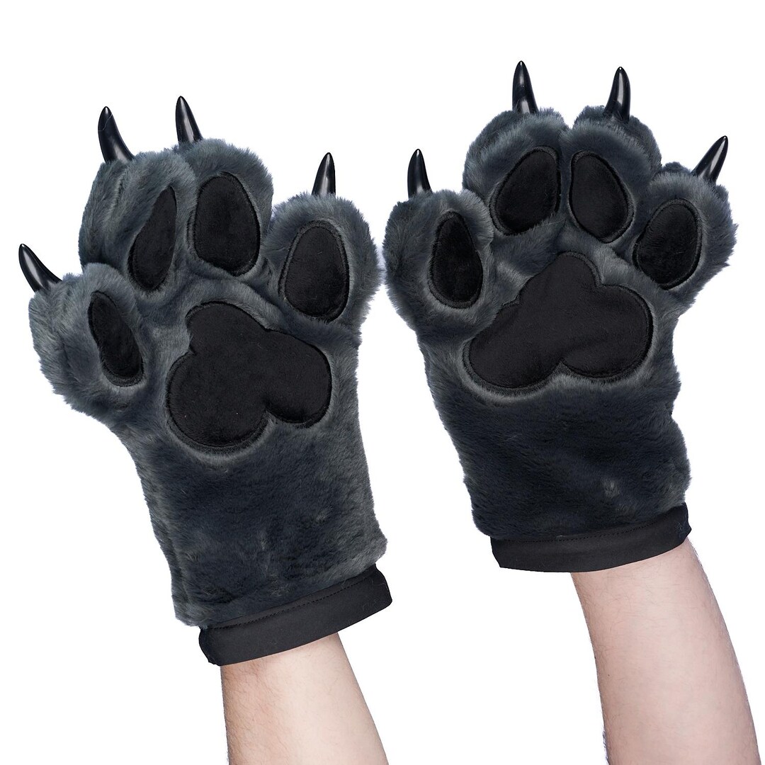 Gray Handmade Four Finger Fursuit Paws With Claws - Etsy