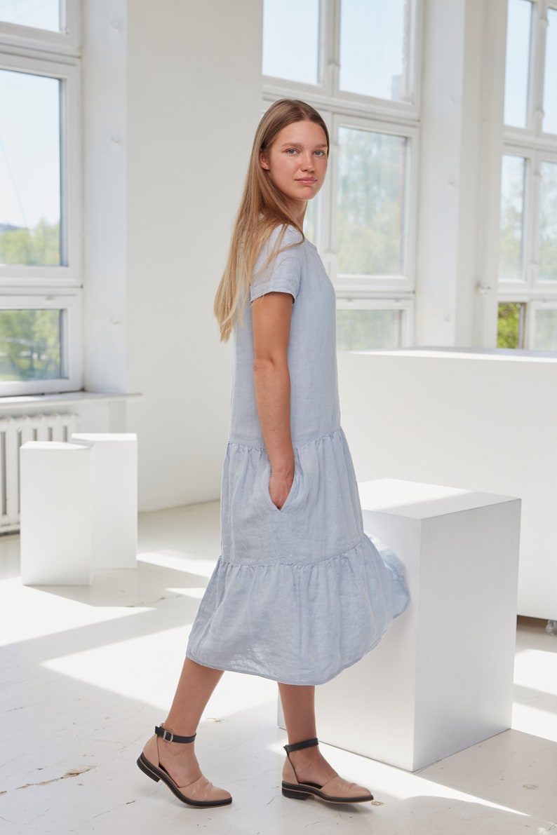 Linen Summer Dress, Washed and Soft Linen Dress, Layered Linen Dress ...