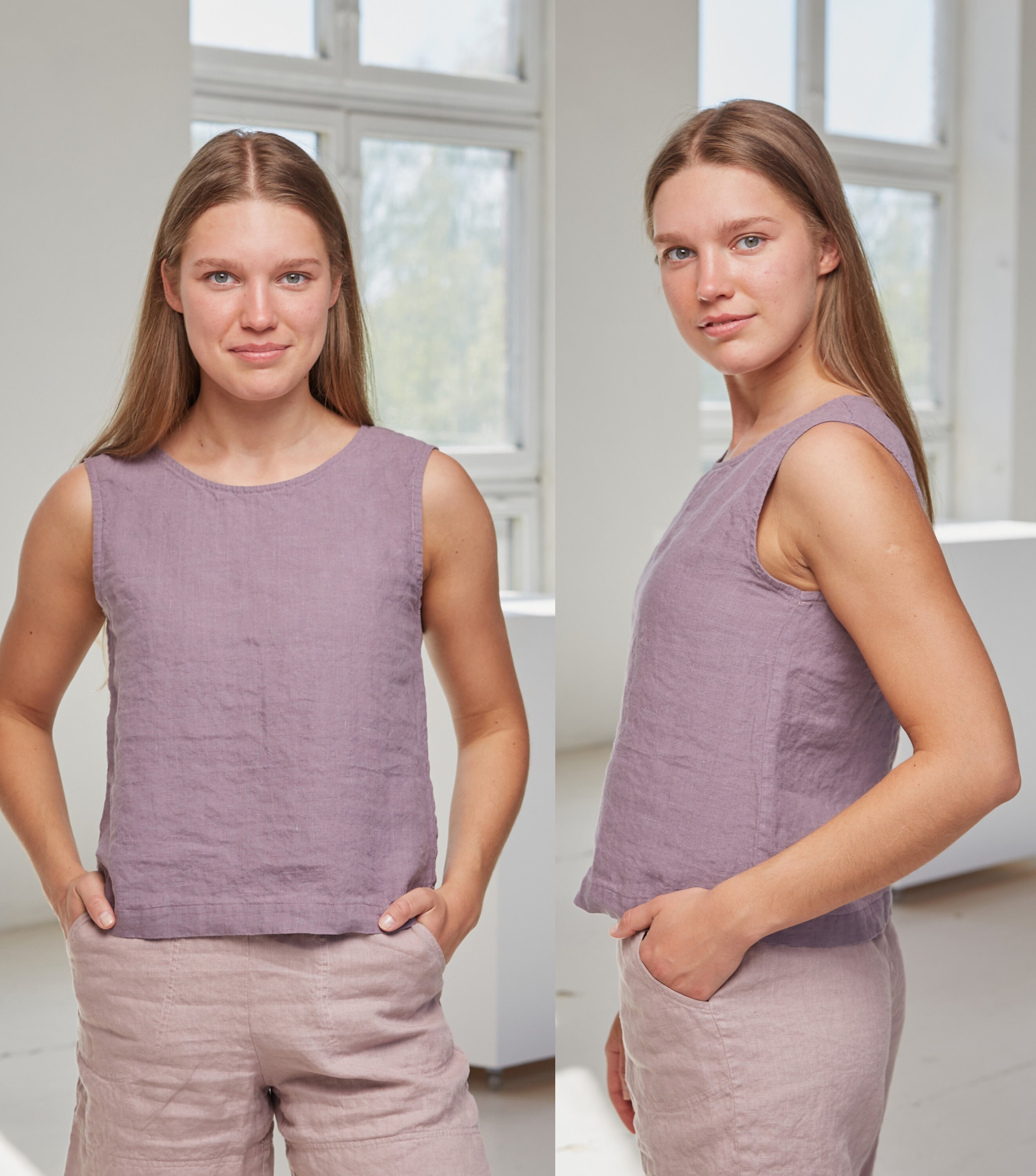 Linen Tank Top, Washed Linen T Shirt, White Summer Top, Linen Top for ...