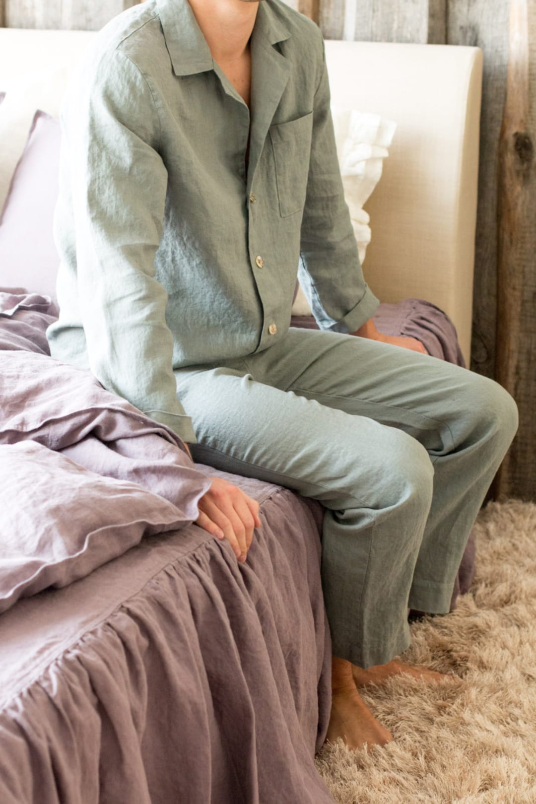 Linen PAJAMAS Set, Organic Linen Men's Homewear, Men's Linen Sleepwear ...