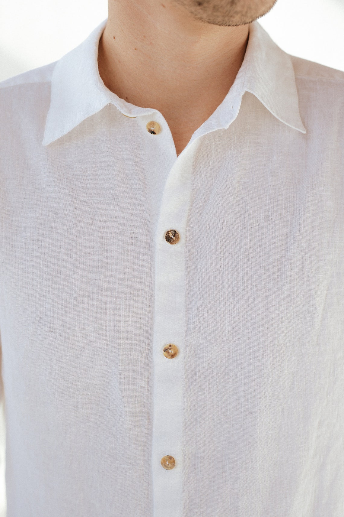 Linen Shirt, Linen Button Down Men's Shirt, White Linen Button Shirt ...