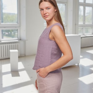 Linen Tank Top, Washed Linen T Shirt, White Summer Top, Linen Top for ...