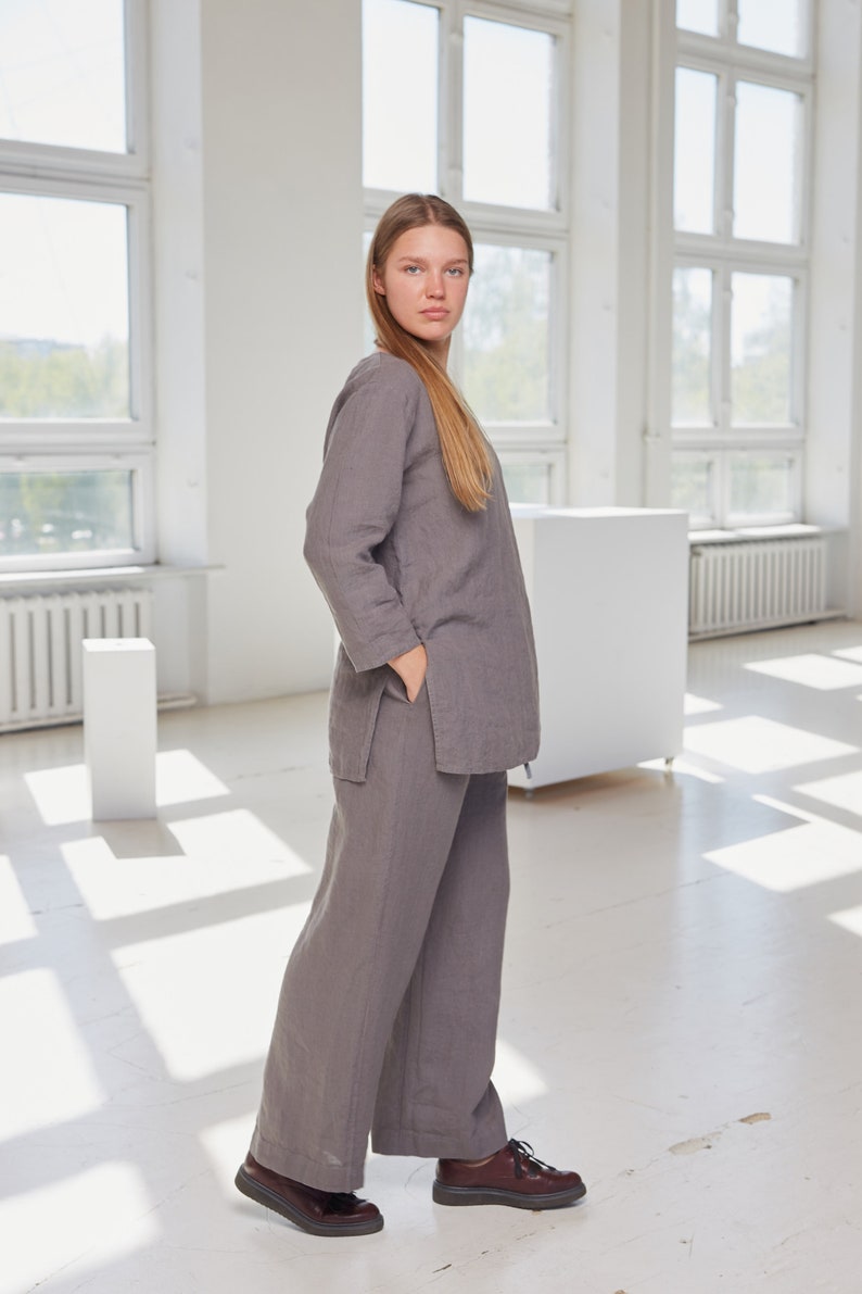 Long Linen Shirt, Japanese Style Tunic, Washed Linen Women's Shirt ...