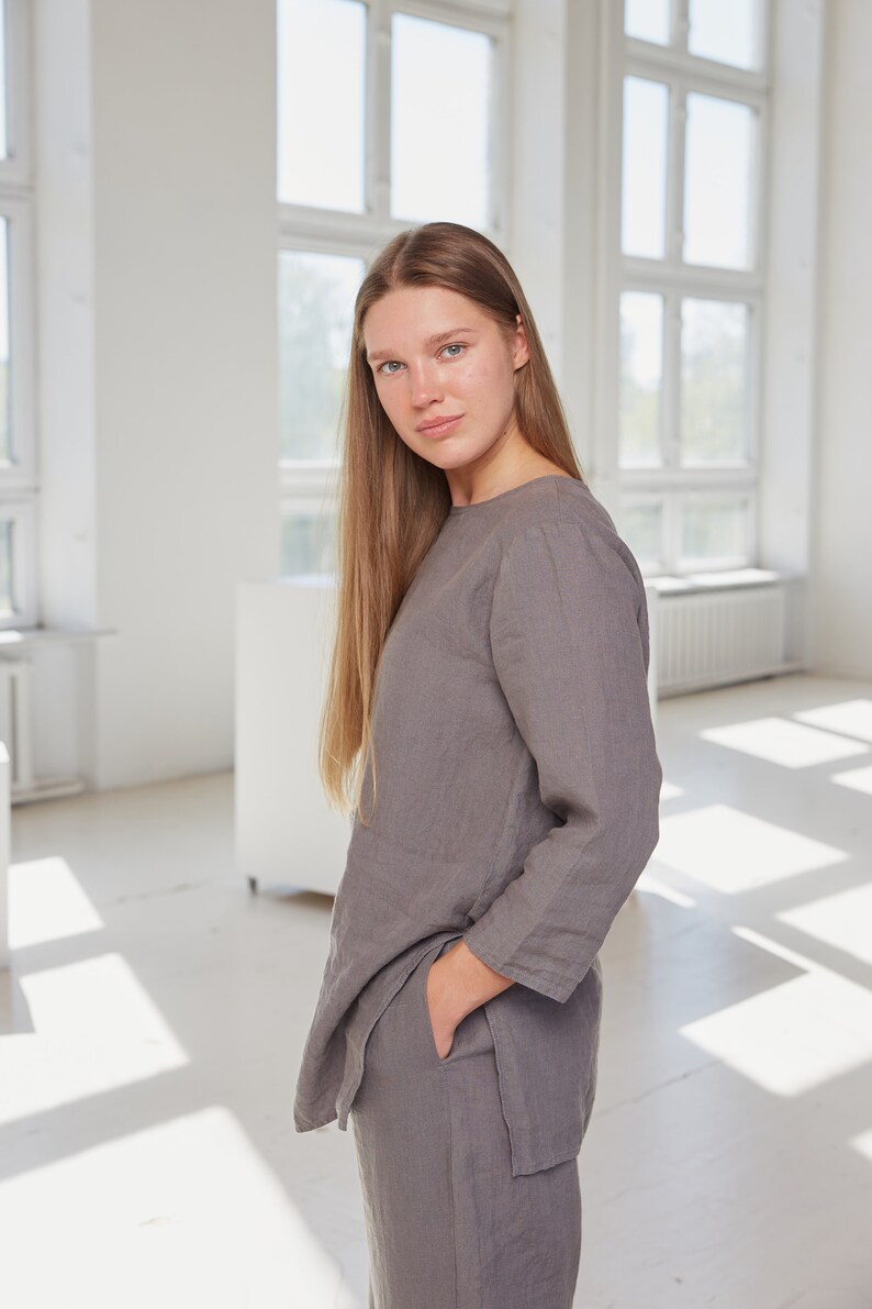 Long Linen Shirt, Japanese Style Tunic, Washed Linen Women's Shirt ...