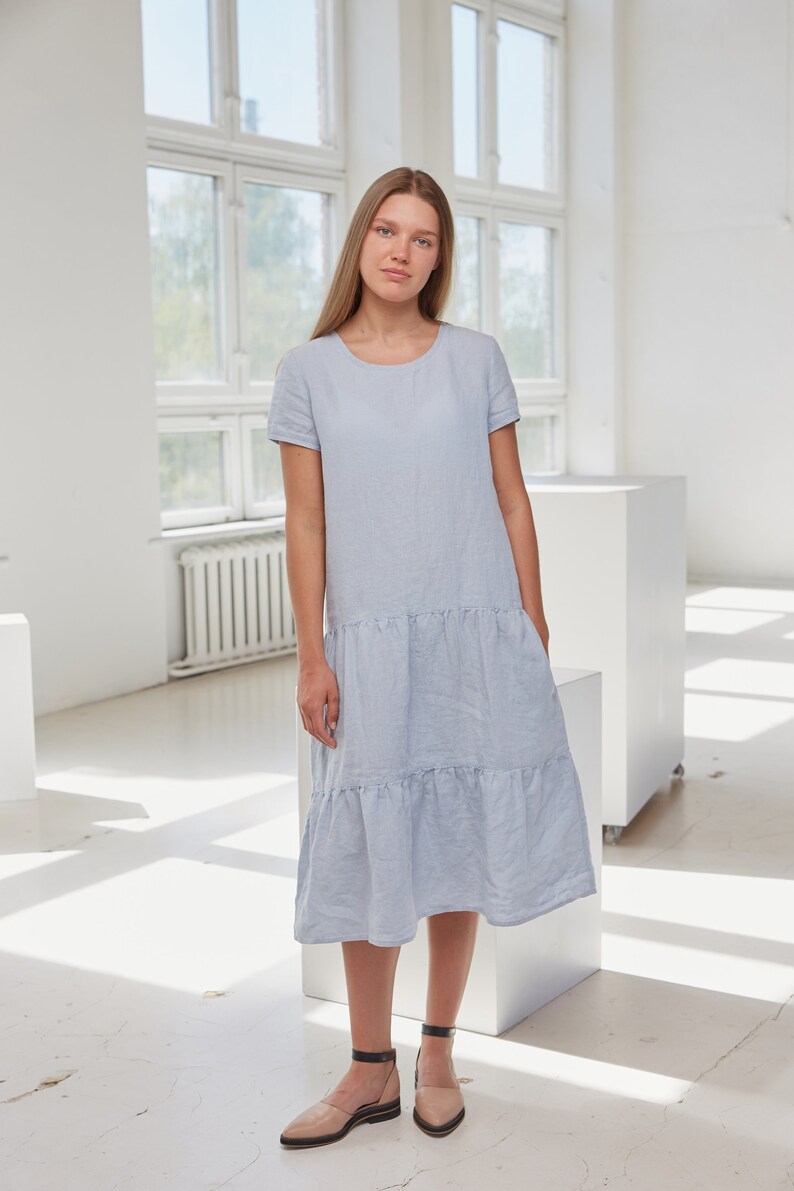Linen Summer Dress, Washed and Soft Linen Dress, Layered Linen Dress ...