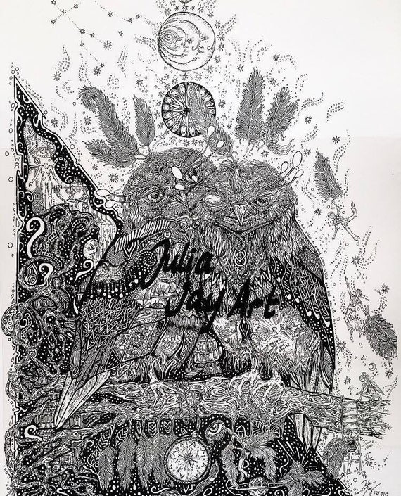 Drawing & Illustration Two Souls Entwined Art & Collectibles Pen & Ink ...