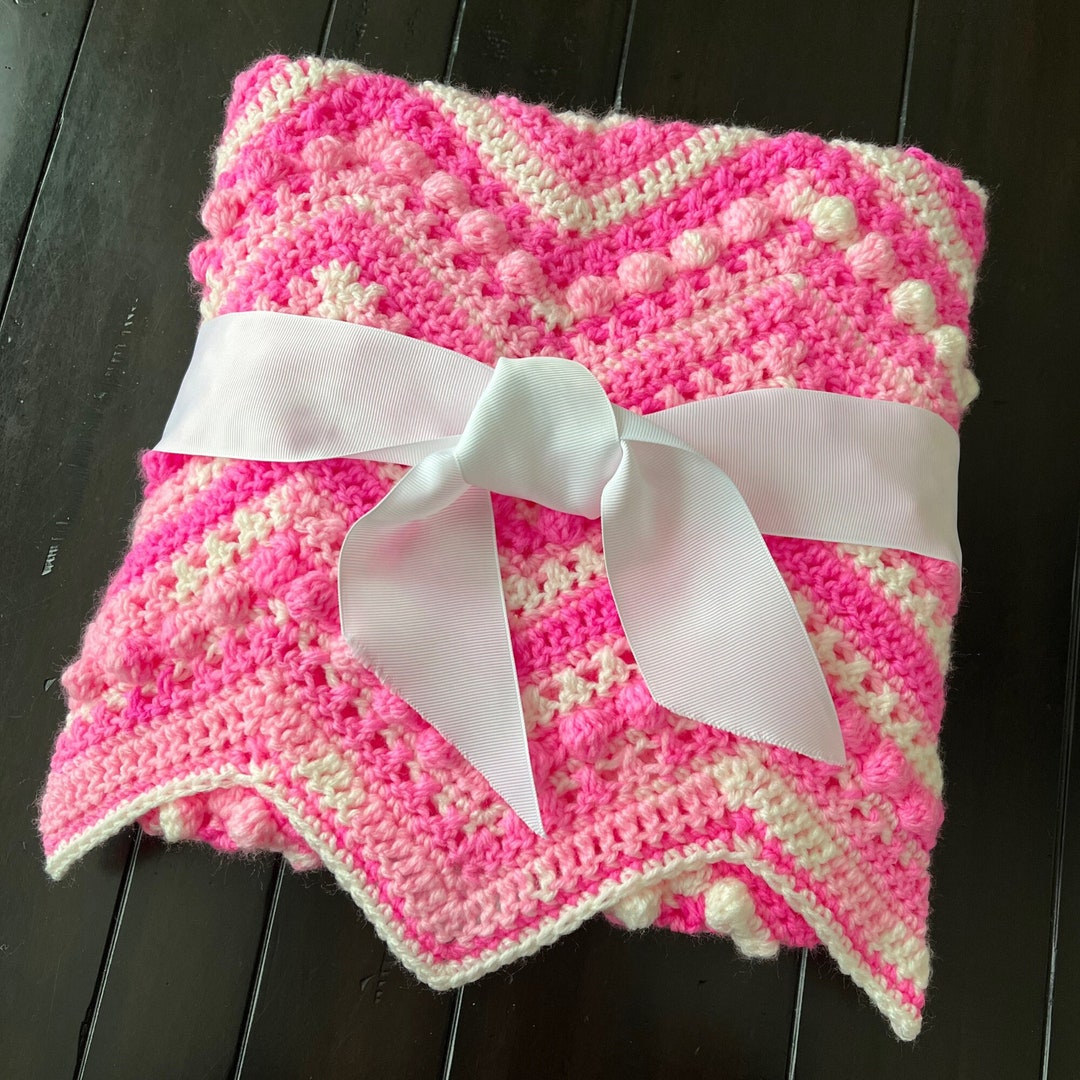 Pink Baby Blanket, Crochet Pink Baby Blanket, Baby Girl Blanket, Baby ...