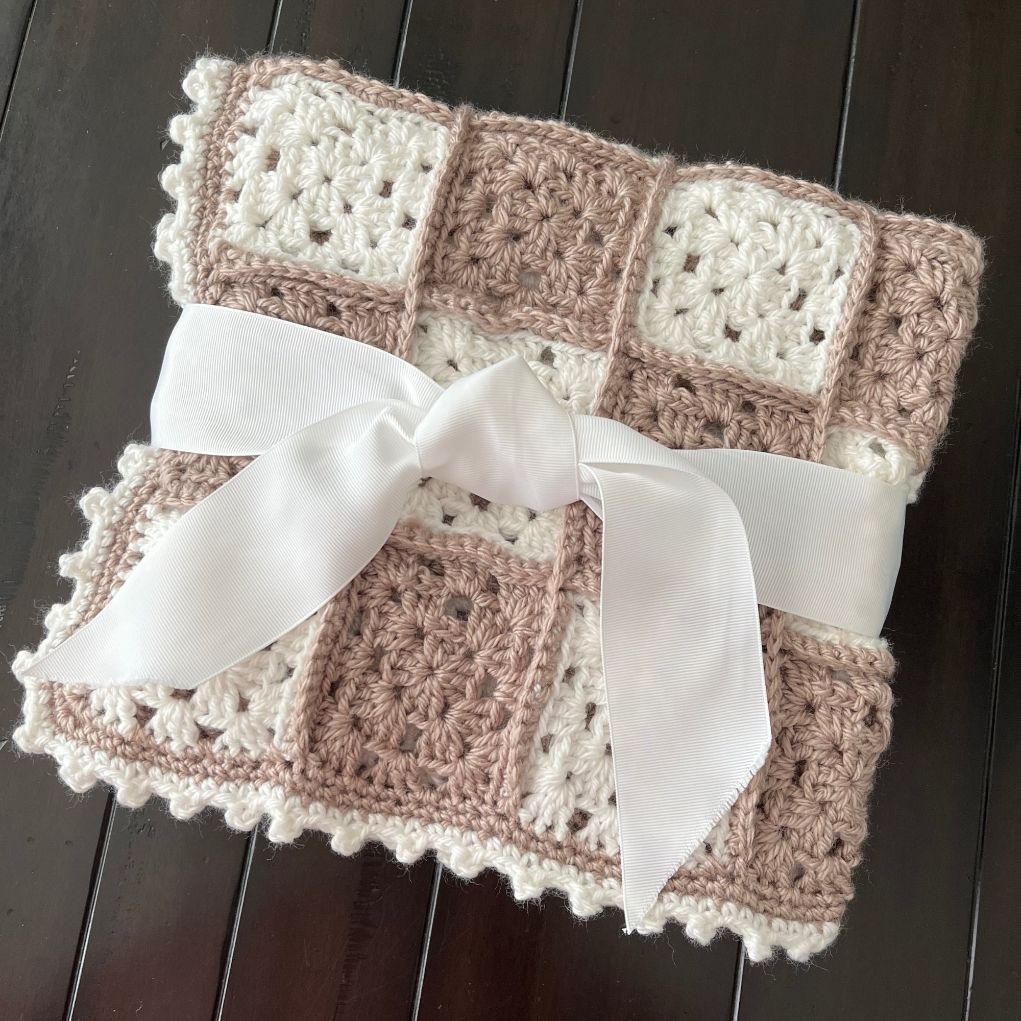 Tan & White Baby Blanket, Baby Boy Shower Gift,neutral Baby Blanket ...