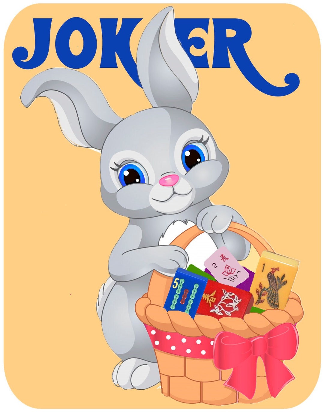Mah Jong Joker Rabbit Easter Bunny Basket Stickers Set of 8 - Etsy