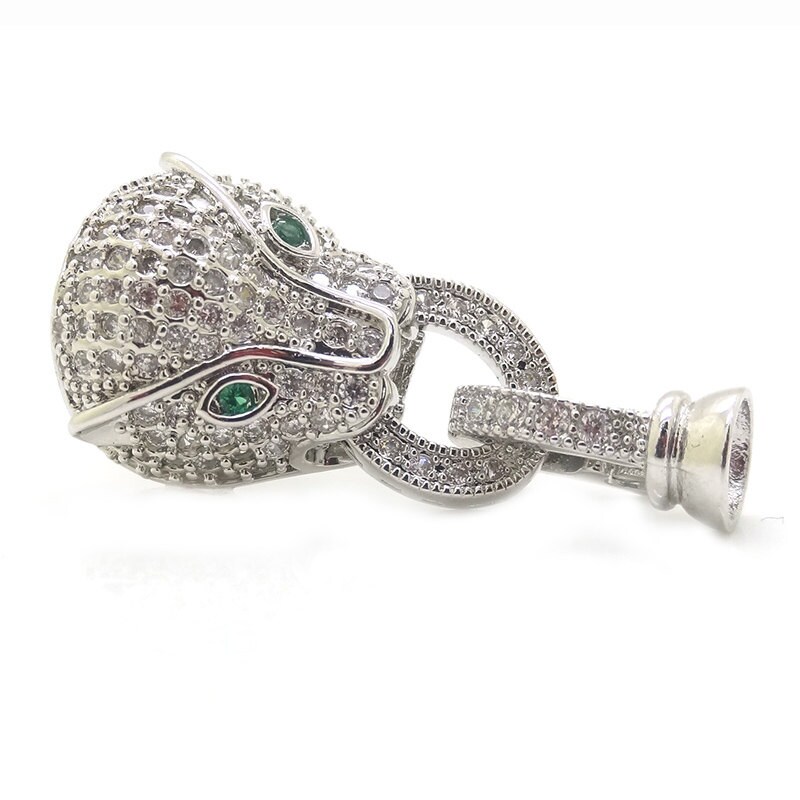 Unique 18k Gold Leopard Jewelry ClaspMicro Pave CZ Green Eye | Etsy