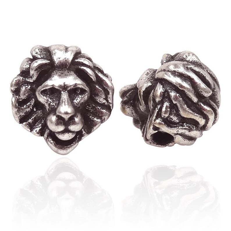 3D Lion Head Spacer Beads Lion Head Charms Antique Silver | Etsy