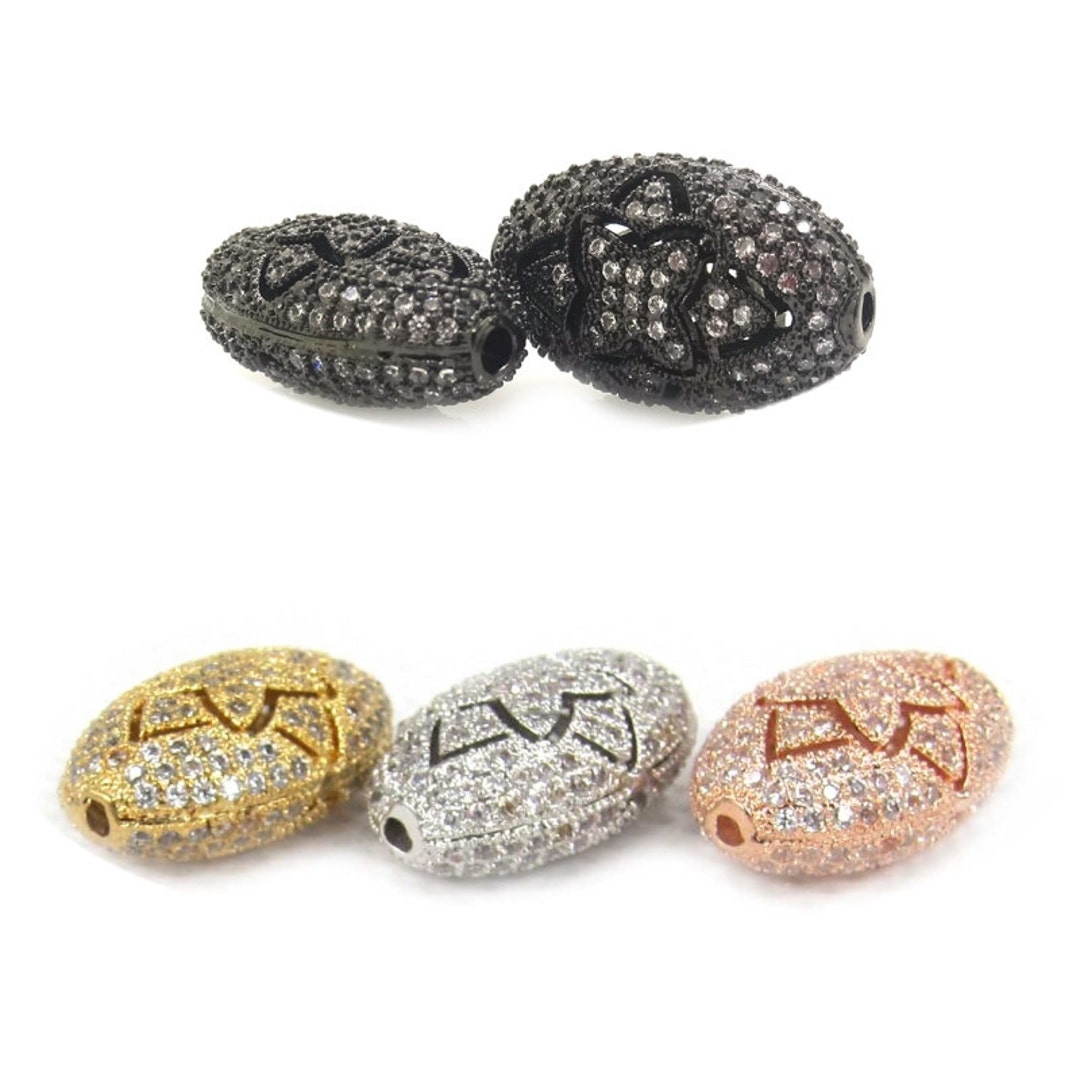 DIY Jewelry Spacer Beads Finding,oval,cz Micro Pave Bead,brass Micro ...