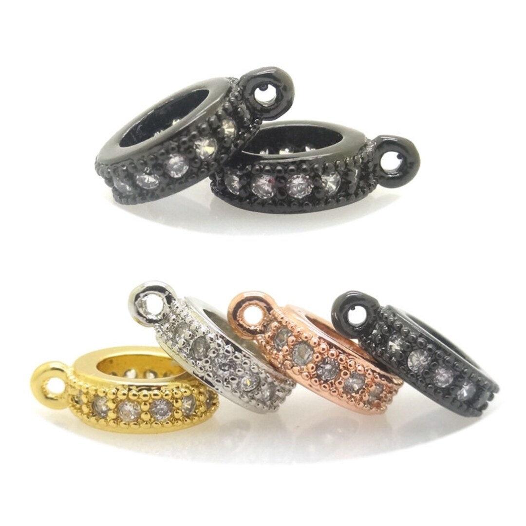 Round CZ Beads,slider Beads,spacer Beads,micro Pave Zirconia Large Hole ...