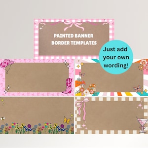 Girly Banner Border Template Bundle: Projector Stencil Designs (digital ...
