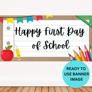 Happy First Day of School Painted Banner Digital Template - Etsy