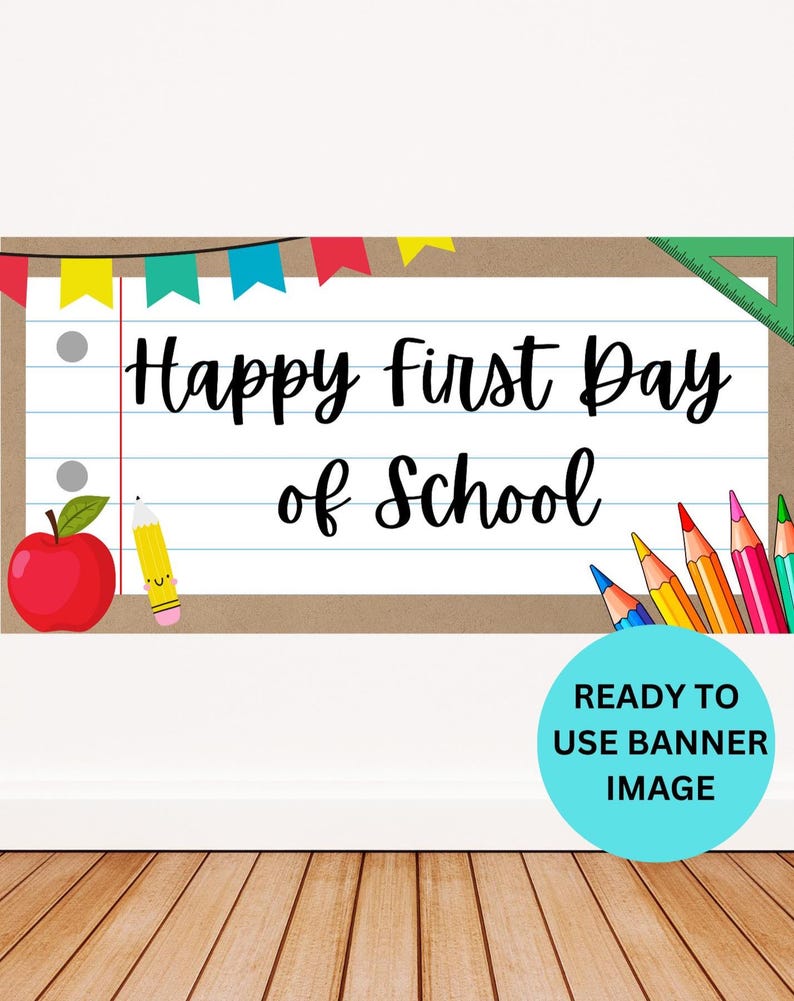 Happy First Day of School Painted Banner Digital Template - Etsy