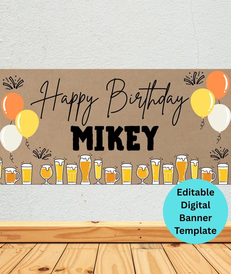 Beer Theme Painted Banner Digital Template Projector Template - Etsy