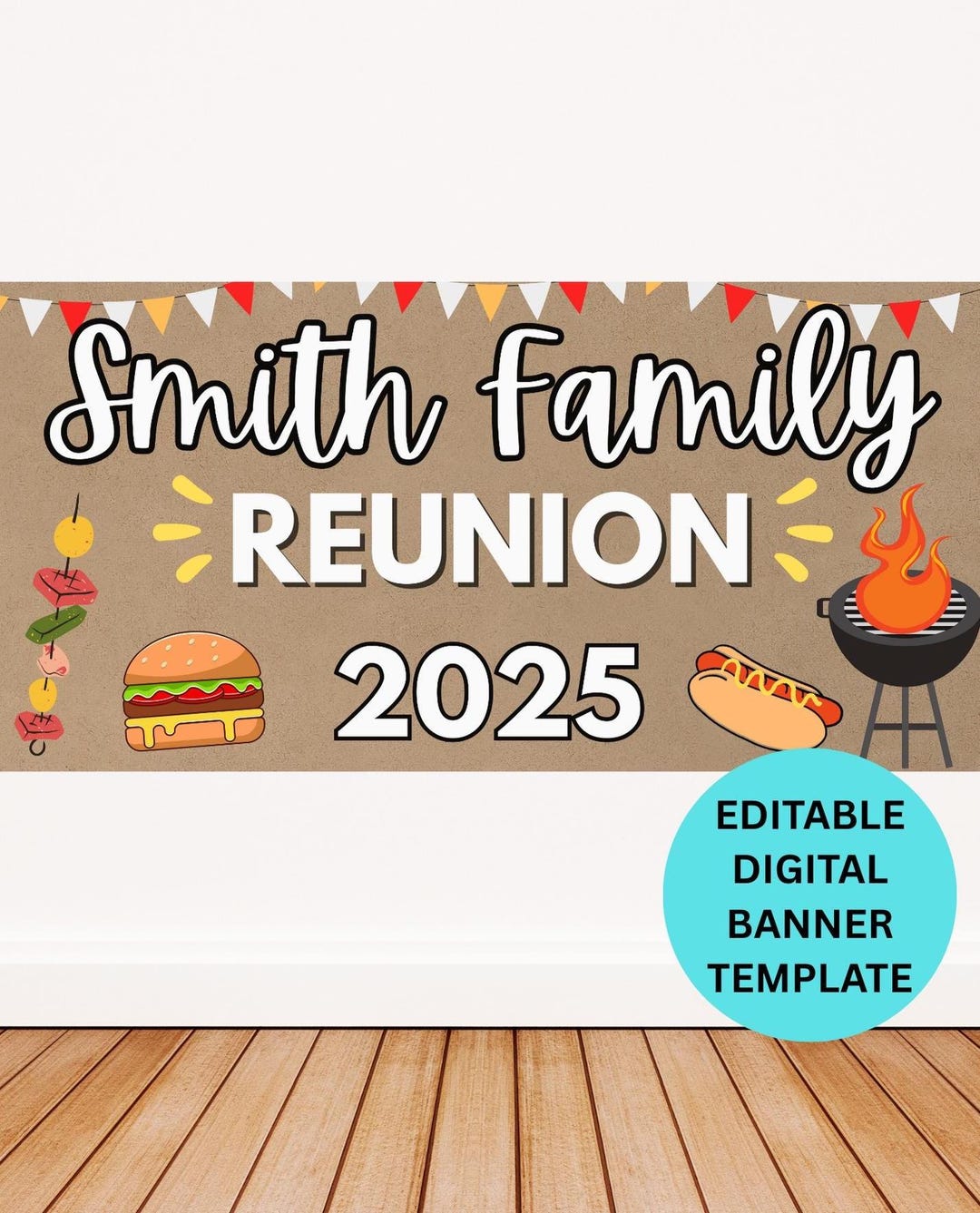 BBQ Family Reunion Painted Banner Digital Template - Etsy