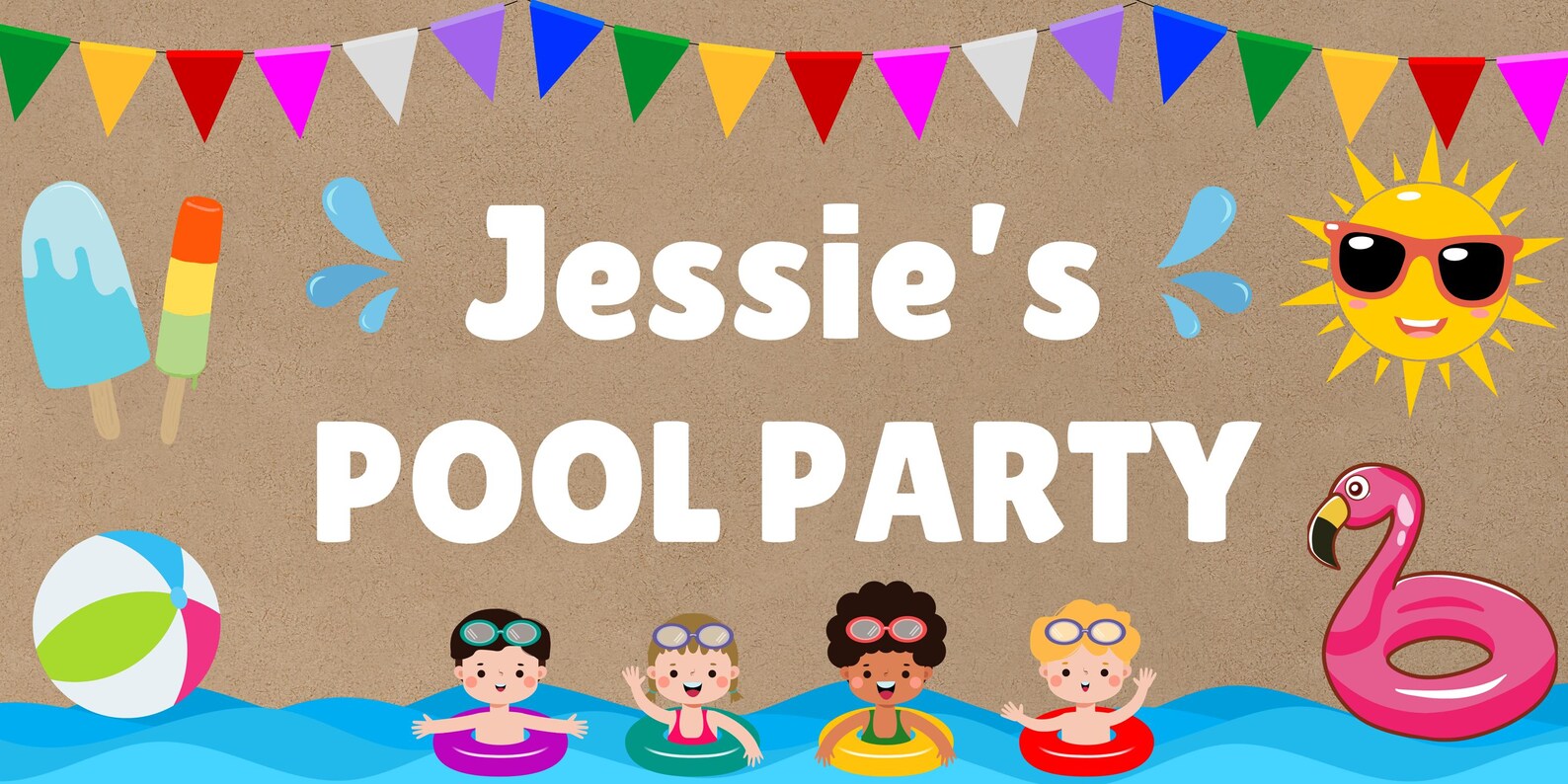 Summer Pool Party Digital Banner Template - Etsy