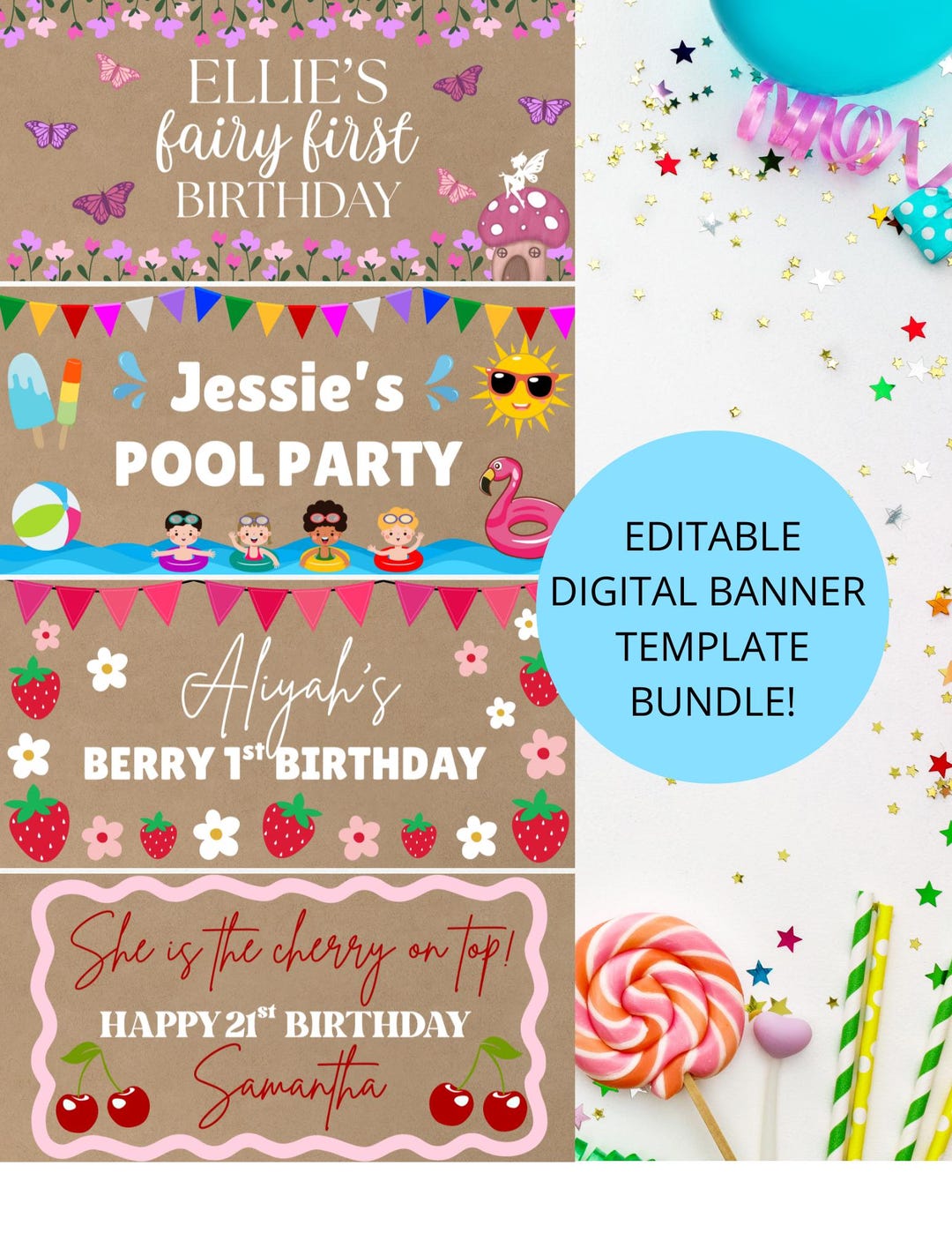 Editable Digital Painted Banner Template Bundle - Etsy