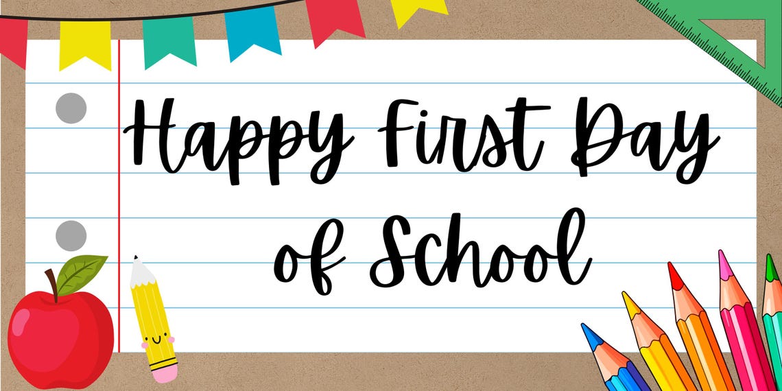Happy First Day of School Painted Banner Digital Template - Etsy