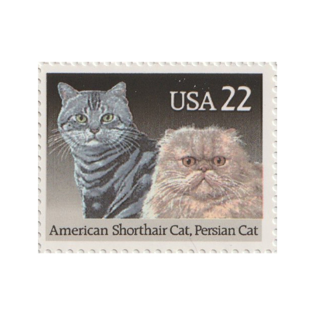 1988 22c Cats: American Short Hair and Persian Single Vintage Unused US ...