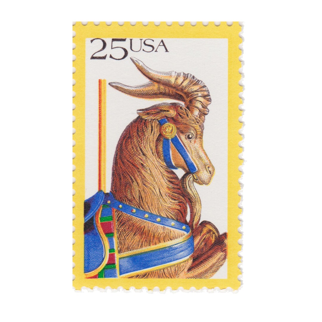 1988 25c Carousel Animals Goat Single Unused Vintage Postage Stamps ...