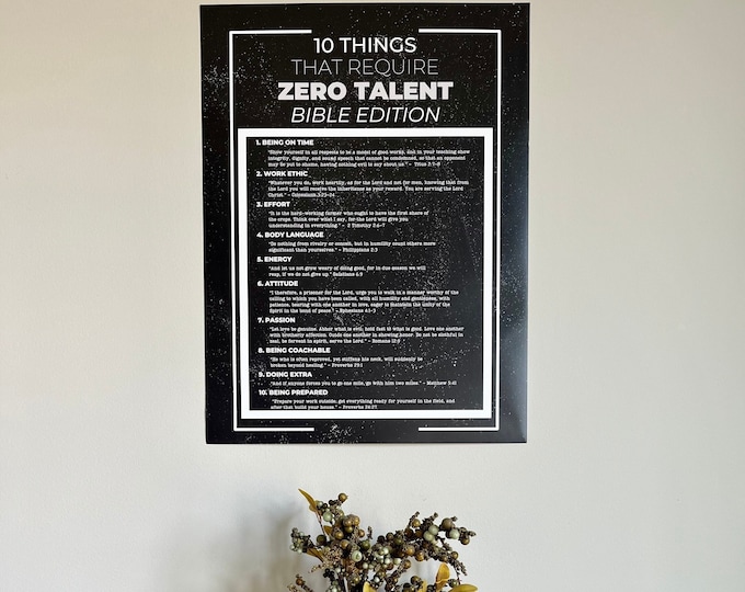 10 Things That Require Zero Talent - Bible Edition Office Poster Sign ...