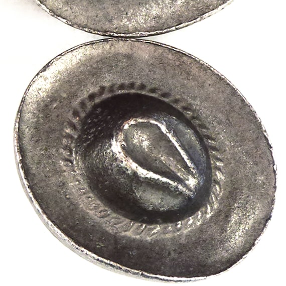 Antiqued Silver Cowboy Hat Button 30 mm | Etsy