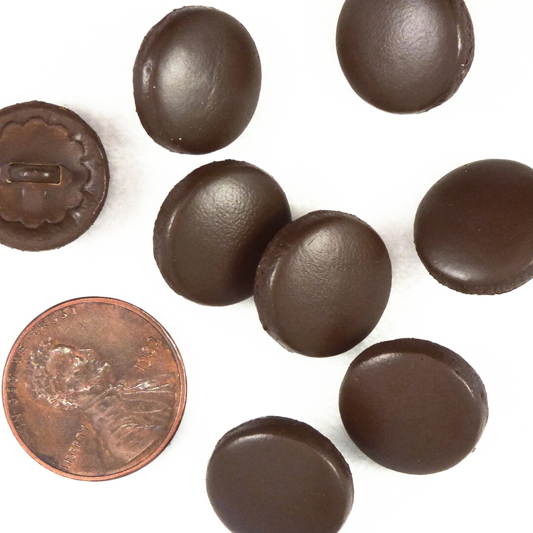Vintage Brown Leather Button 15 Mm - Etsy