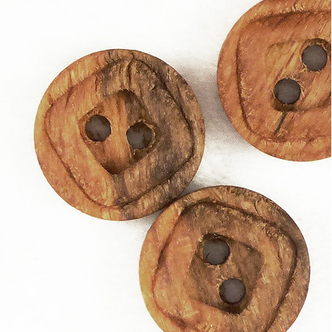 Red-brown Wood Button With Raised Square (15 Mm) - Etsy