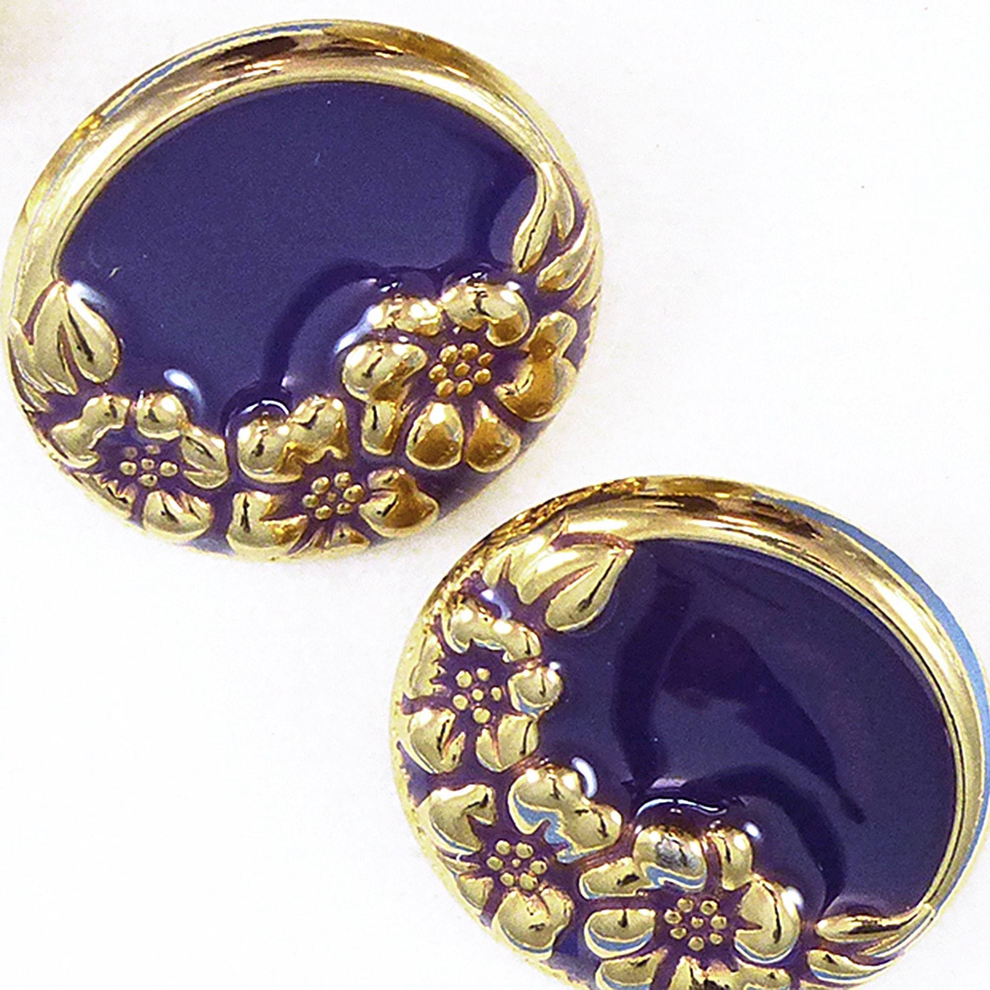 Vintage Gold & Purple Floral Enamel Button (22 Mm) - Etsy