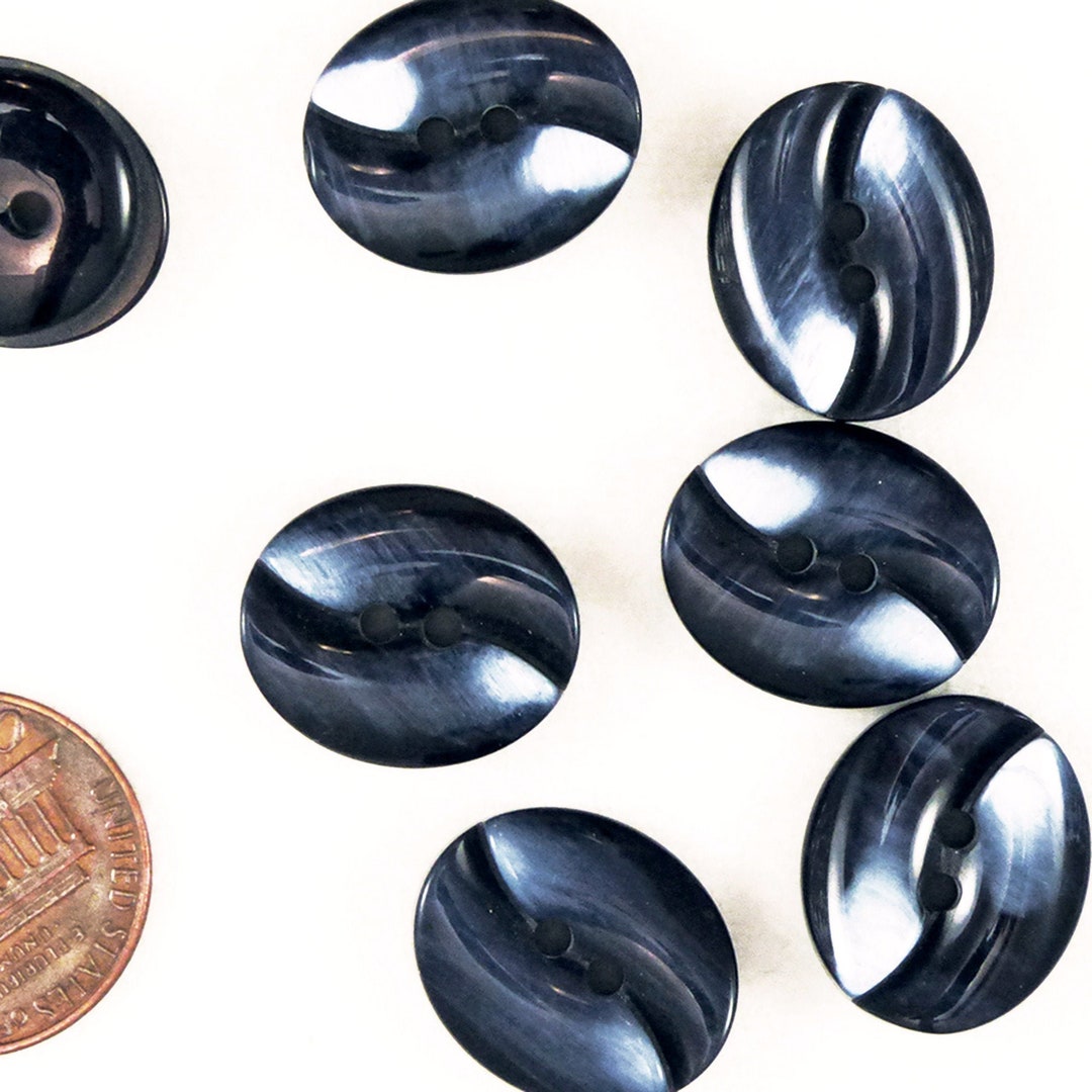 Navy and White Variegated Oval Button (17 X 13 Mm) - Etsy