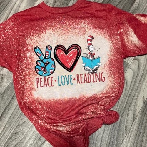 Peace Love Read Inspired Love Reading Shirt Teacher Dr Euss - Etsy