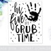 Hi Five Food Sign · Grub Sign · Black and White · Monochrome · Hi Five ...